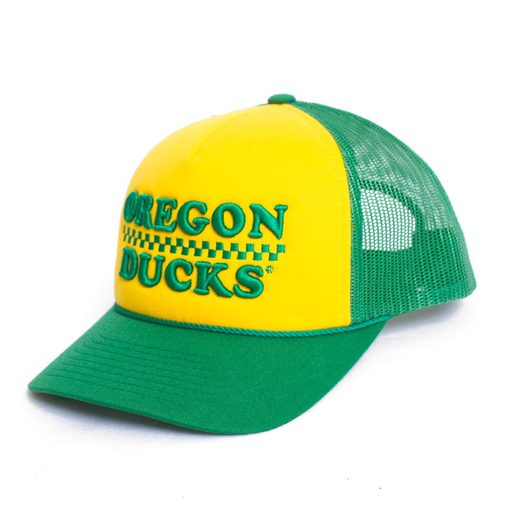Yellow & Kelly Mesh Richardson 113 Custom Flat Bill Green 3D Embroidery Checkerboard Oregon ...